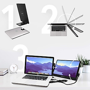 SideTrak Swivel Attachable Portable Monitor for Laptop 12.5” FHD IPS Laptop Screen with 15” Protective Case | Compatible with Mac, PC, & Chrome | Fits All Laptop Sizes | Powered by USB-C or Mini HDMI