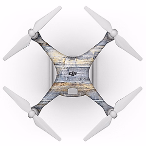 Design Skinz Design Skinz Vintage Wooden Planks with Yellow Paint Full-Body Wrap Decal Skin-Kit Compatible with The Drone DJI Mavic