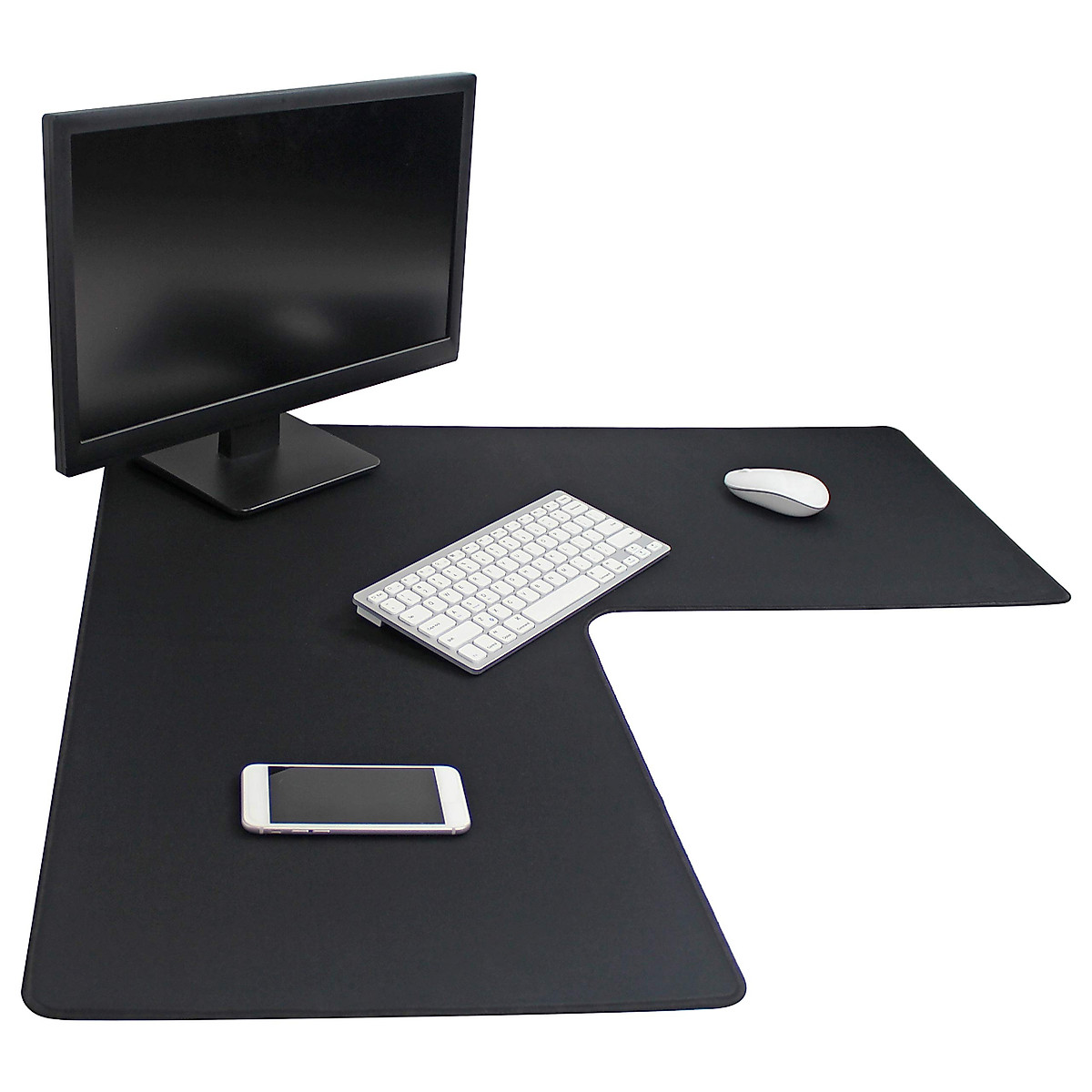 LPadds L Shaped Mouse Pad - Large, 3mm thickness, Stitched Edges, Water Resistant - Corner Mouse Mat for L Shaped Desk, Corner Desk and Gaming Setup