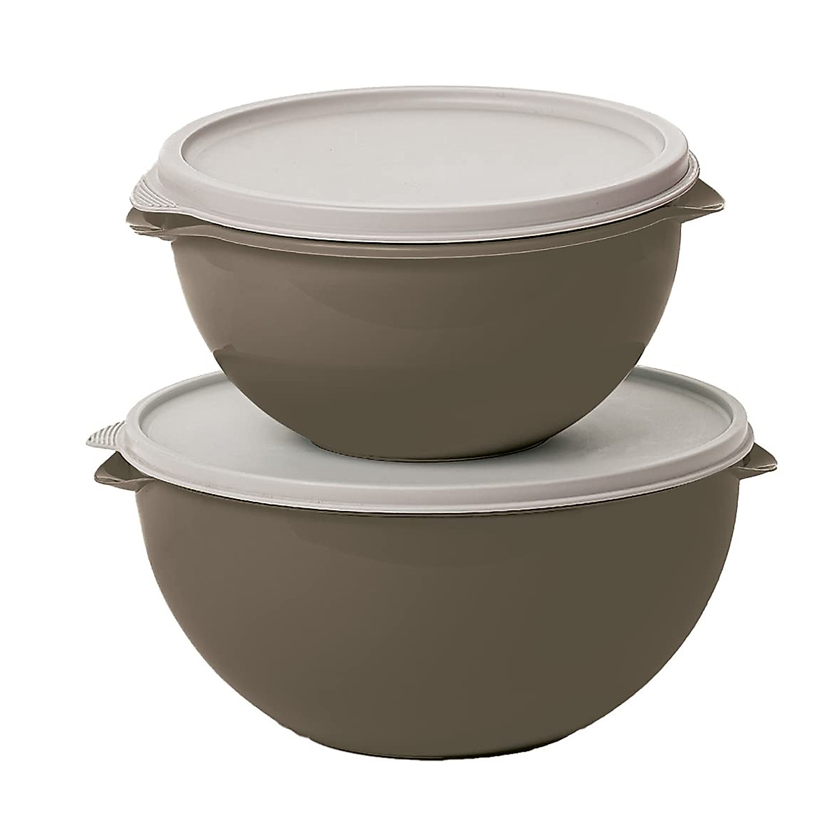Plasvale - Set Biovita Colorful Plastic Bowls with Lids - Microwave, Freezer and Dishwasher Safe - 4 Pieces - BPA Free (Brown)