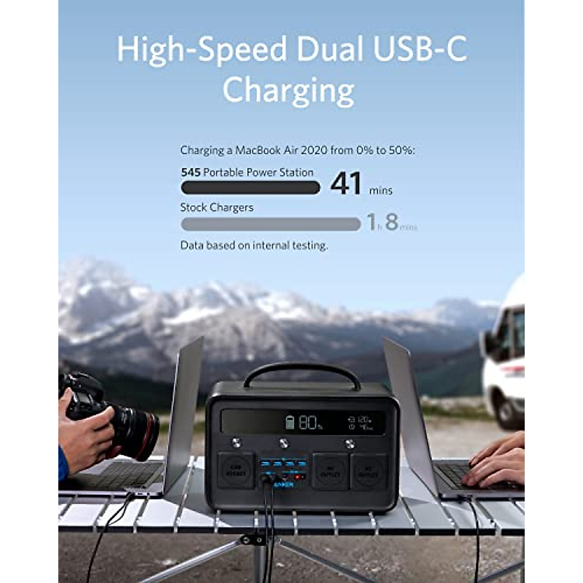 Anker Portable Generator 778Wh, 545 Portable Power Station (PowerHouse 778Wh), 500W Outdoor Generator with 110V 2-AC Outlets, 2X 60W PD Outputs and LED Light for RV, Camping, Emergencies, and More (Renewed)