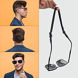 Maitsol Glasses Strap 3 Pcs, Adjustable Eyeglasses Strap for Men Women and Kids, No Tail Sunglasses Strap, Eye Glasses Holder Around Neck, Sports Glasses Strap Glasses Lanyard - Black