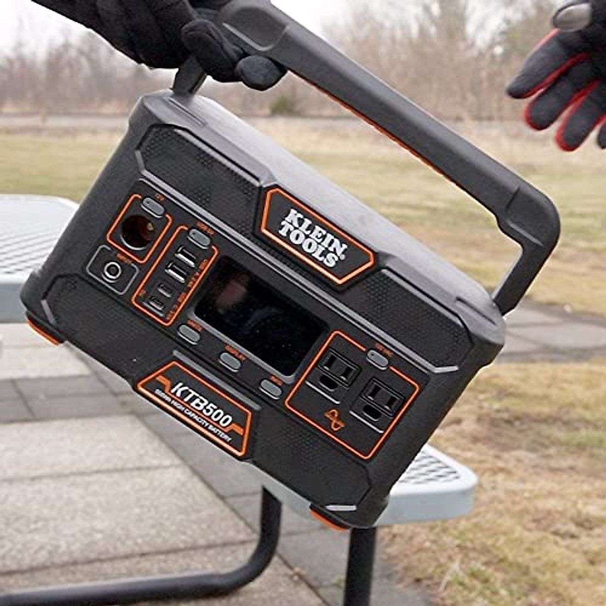 Klein Tools KTB500 Portable Power Station, 505Wh Lithium-Ion Power Station, 120V/500W Pure Sine Wave AC Power, Solar Panel Compatible