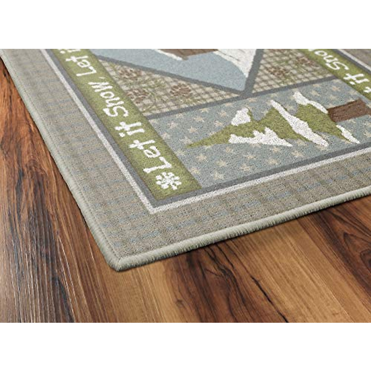 Brumlow MILLS Snow Cabin Washable Let It Snow Print Indoor or Outdoor Holiday Rug for Living or Dining Room Mat, Bedroom Carpet and Kitchen Runner Rug, 30" x 46", Neutral