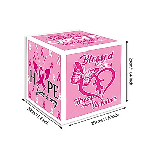 Breast Cancer Awareness Balloon Boxes Decorations - 4 Pcs Breast Cancer Awareness Party Decorations for Pink Ribbon Hope Theme Party Decorations Supplies