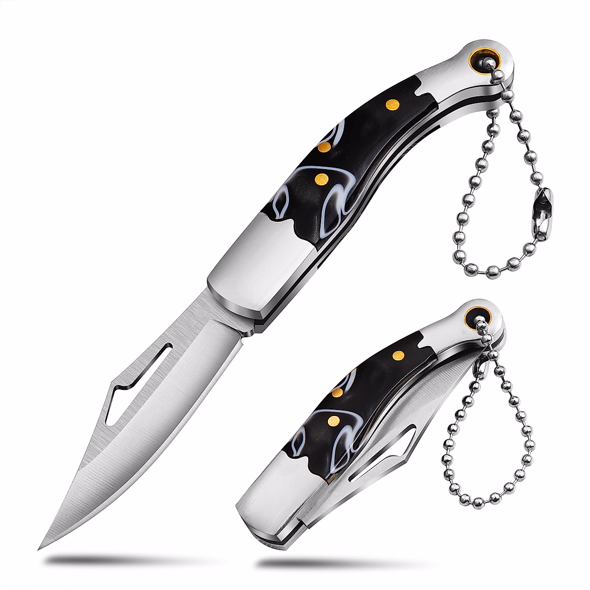 Coowolf Mini Pocket Knife Keychain Knife D2 Steel Folding Knife Daily Box Cutter EDC Knife, Creative Keychain Accessories for Men&Women