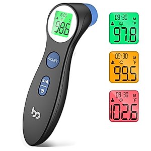 Forehead Thermometer for Adults and Kids, Digital Infrared Thermometer for Baby, Infants and Toddlers, Touchless Thermometer with Fever 3 Color Alarm, FSA HSA Eligible,1s Fast Reading, Accurate