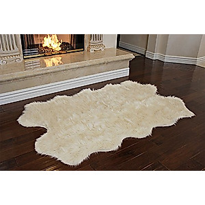 Nouvelle Legende® Faux Fur Sheepskin Premium Rug Quattro (43 in. X 73 in.) White