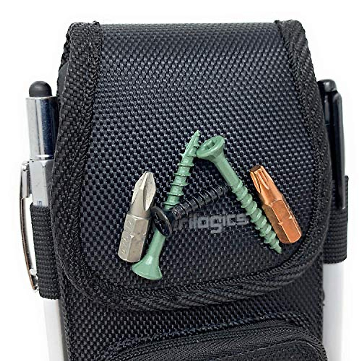 Perilogics Phone Holster with Magnetic Cover. Belt Clip Pouch for iPhone 15 Plus, 15 Pro Max, 14 Plus, iPhone 14 Pro Max, 13 Pro Max with Phone Case Installed. Zipper Storage and Credit Card Pocket