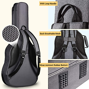 CAHAYA Guitar Bag Acoustic Reinforced 0.7 In Thick Sponge Soft Padded Guitar Case with 5 Pockets,Neck Cradle,Back Hanger Loop for 39 40 41 In Acoustic Classical Guitars CY0176