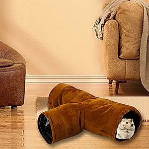 Toysructin Hamster Tunnel Tube, Washable 3 Way Hamster Tunnels and Tubes Toys, Collapsible Small Animals Tunnel House Cage Accessories, Warm Plush Mini Animal Pets Fleece Tunnel Hideout Toy