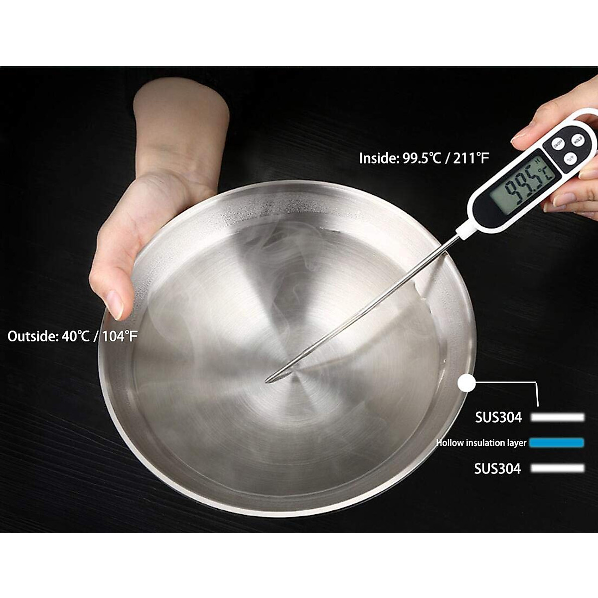 IMEEA Soup Bowls Ramen Bowls SUS304 Stainless Steel Bowl Double Walled Serving Bowl for Udon Soba Pho 9.5-Inch (2-Piece)