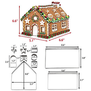 Gingerbread House Cookie Cutter Set - 3D House Cookie Cutters, Gingerbread House Kit for Holiday, Winter, Christmas & Gingerbread House Kit for Kids, Gift Package (10Pcs Christmas Cookie Cutters)