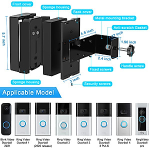 AISVAN Anti-Theft Blink Doorbell Door Mount,No-Drill Mounting Bracket for Blink Video Doorbell cover Holder Not Block Doorbell Sensor Easy to Install Blink Video Doorbell Accessories