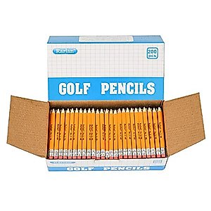 Rarlan Golf Pencils with Erasers, 2 HB, Pre-Sharpened, 200 Count Bulk Pack