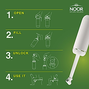 Portable Bidet Sprayer - 13oz Leakproof & Durable Handheld Travel Bidet by Noor - Eco-Friendly & Discreet Peri Bottle for Personal Hygiene On-The-Go - Reusable Handheld Bidet for Out-of-Home Use