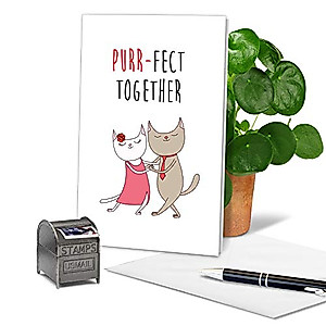 The Best Card Company - Anniversary Greeting Card with Envelope - Loving Stationery for Spouse - Cat Got Your Tongue C7183IANG