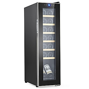 Towallmark 14 Bottle Compressor Wine Cooler, Wine Cellar with Adjustable Temp Control, Freestanding Beverage Refrigerator for Red, White, Champagne, Beer, Soda