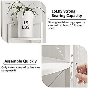 Fiona's magic 5-Tier Corner Shelf Stand, Tall Corner Bookshelf Corner Plant Stand, Corner Storage Shelves for Living Room, Home Office, Small Space, White