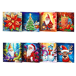 ycyingcheng Diamond Painting Christmas Cards, 5D DIY Diamond Painting Greeting Card Postcard Birthday Xmas Thanksgiving Easter Gifts
