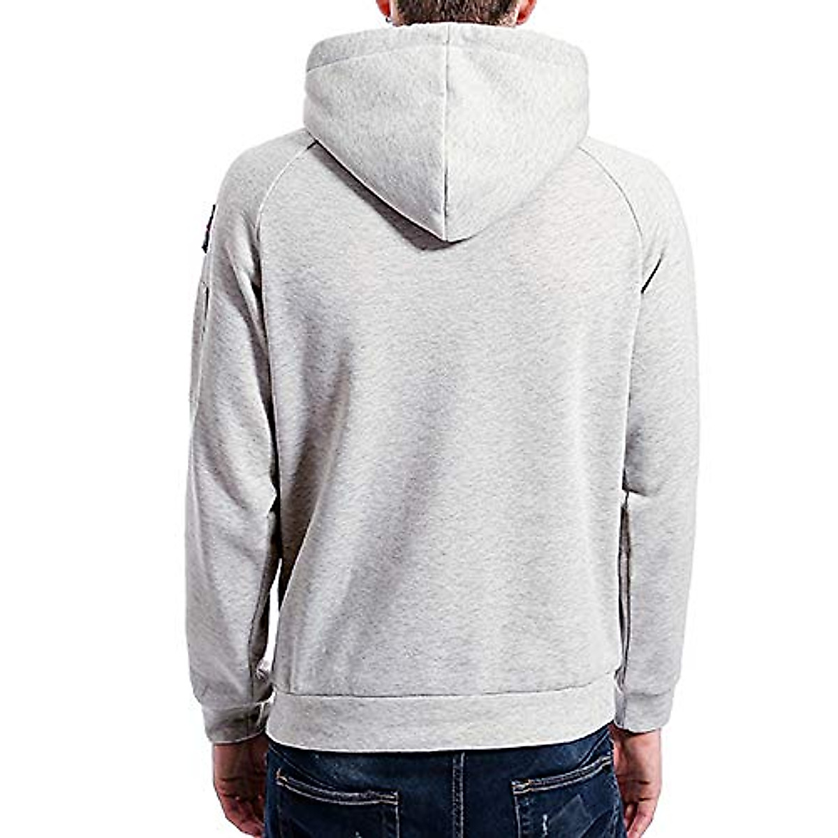 Men's Pullover Winter Workout Thenlian Mens Pure Color Zipper Pullover Long Sleeve Hooded Sweatshirt Tops Blouse(Gray, XXL)