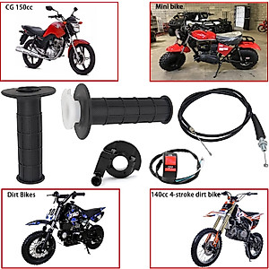 CALU LUKY 22mm Twist Throttle Accelerator Handle Grips, 50 90 110 125cc Pit Bike Dirtbike (Handle Grip + Cable + Throttle Clamp + flameout Switch)