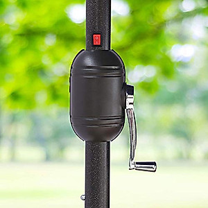 Aok Garden 9 ft Patio Umbrella with Solar Lights Outdoor 32 LED Table Aluminum Pole Umbrella 8 Ribs with Push Button Tilt and Crank for Market, Deck, Backyard and Pool (Blue)