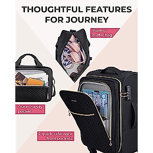 BAGSMART Carry On Luggage 20 Inch, Expandable Suitcase, 2 Piece Luggage Sets Luggage Airline Approved Rolling Softside Lightweight Suitcases with Front Pocket for Women Men, Carry-On Black