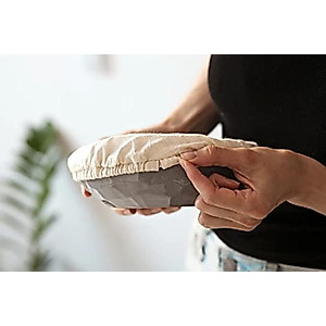 Hell Blues HB 100% Organic Elastic Food Bowl 4-Pack Small Bowl/Jar Covers Unbleached Stretched Food Reusable ~ Alternative to Plastic/Foil Covers (Fits upto 4" - 6.5" inches)