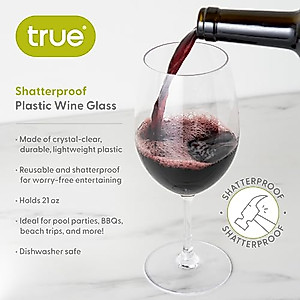 True Unbreakable Wine Glasses, Clear Plastic Cups, Shatterproof Glass Cup for Wines, Wedding, Anniversary, Birthday Party, Picnic and Outdoors, 21 oz, Set of 1