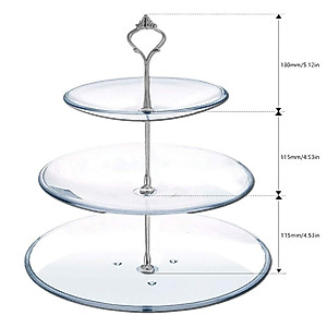 Happy Will 5 Sets 3 Tier Crown Cake Stand Fruit Cake Plate Handle Fitting Hardware Rod Stand Holder with Stylus Silver (Plates Not Include)