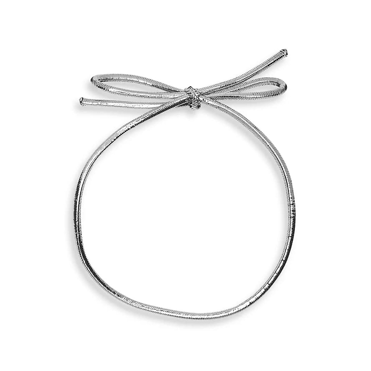 WGH Metallic Stretch Loops with Pre-Tied Bows, Elastic Cord Ribbon, Gift Box Bows, Elastic Ribbon String for Gifts, Box, Craft, Bags - Pack 50 Units (6", Silver)