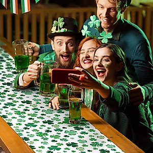 St. Patrick's Day Table Runner Long Dining Irish Green Lucky Clover Party Decoration, Clover Leaves Shamrocks for Wedding Party Holiday for Kitchen Dining Room Home Decoration