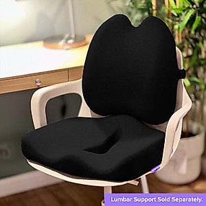 FORARI® Patented Seat Cushion for Desk Chair - Firm & Thick, Best for Back & Hip Pain Relief, Comfort for Long Sitting, with Never-Flat Gel Insert - Coccyx, Sciatica, Tailbone (Black)