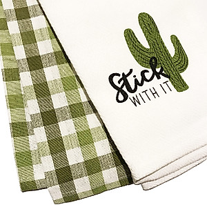 Sonoran Souvenirs Country Kitchen Cactus Spring/Summer Decorative Novelty Tea Towel (16" x 23") Highly Absorbent Cotton Southwest Kitchen Woven Dish Towel (Set of 2)