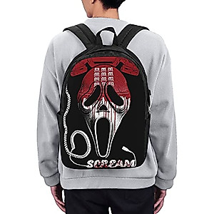 Halloween Horror Movie Ghost-Face Laptop Backpack with USB Charging Port, 17 Inch, Unisex, Adjustable Shoulder Strap Backpack, Travel Backpack, Business Backpack, School Computer Bag for Women & Men