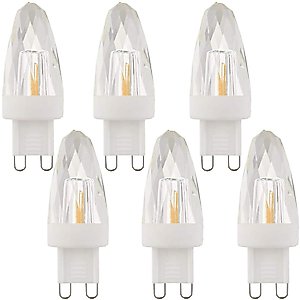 Lxcom Lighting G9 LED Light Bulbs 2W (15W Halogen Equivalent) Dimmable Crystal COB Bulb Warm White 2700K 200LM G9 Base AC110V for Home Lighting, 6 Pack