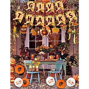 34 Pieces Thanksgiving Party Decorations Set - Fall GIVE THANKS Banner Autumn Theme Hanging Swirls Honeycomb Paper Balloons Maple Leaves Confetti Decor Supplies Cutouts