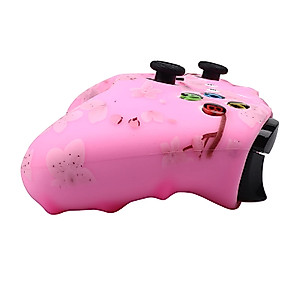 RALAN Pink Controller Skins for Xbox One, Silicone Controller Cover Skin Protector Compatible for Xbox Ones Controller (Pink Pro Thumb Grip x 2,Cat + Skull Cap &Cover Grip x 2) Blue Butterfly Pink