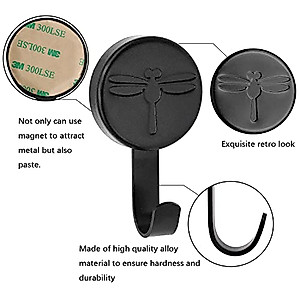MUMIAO Strong Magnetic Hooks New Upgraded Neodymium Magnet Hooks Adhesive Hooks Two Functions - Reliable Magnetic Hooks Heavy Duty Stick on Wall Hooks for Indoor Outdoor Hanging (Black 2 Pack)
