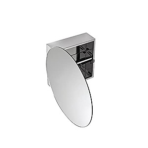 Croydex Severn Stainless Steel Circular Medicine Cabinet with Over Hanging Mirror Door, 19.7 x 19.7 x 3.9 In.
