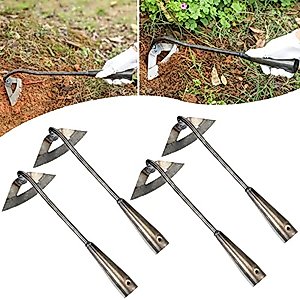 Mixweer 4 Pcs Garden Hoe Hollow Hoe Garden Tool All Steel Hardened Hollow Hoe Edger Weeder Black Sharp Hoe Weeding Tool Shovel for Backyard Weeding, Soil Loosening, Farm Planting