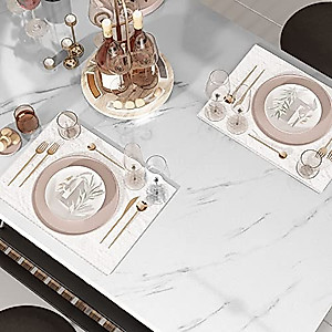 DKLGG 3 Piece Dinging Table Set, Faux Marble Dining Room Table Set with 2-Tier Storage Shelves, Bar Table Set with Bar Stools, Sturdy Kitchen Table with Storage for Restaurant, Living Room