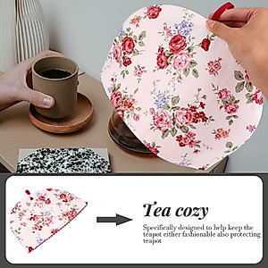 DOITOOL Cotton Tea Cosy for Teapot Decorative Floral Tea Pot Cozies Warm Tea Pot Cover Insulated Kettle Cover Warmer for Home Kitchen Table