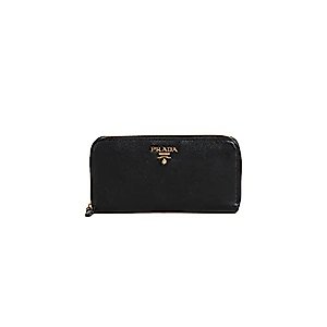 Prada Women's Pre-Loved Black Saffiano Zip Around Wallet, Black, One Size