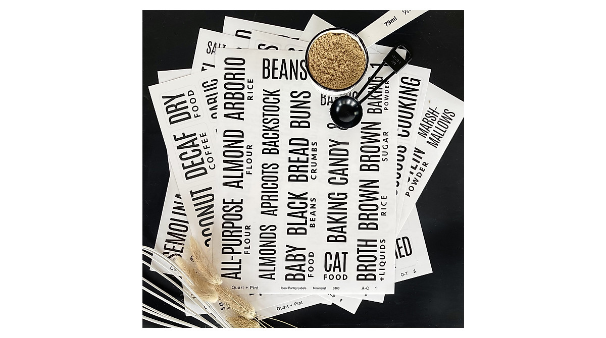QUART + PINT Modern Kitchen Labels - Waterproof Vinyl Stickers