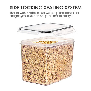 Vtopmart Airtight Food Storage Containers 4 Pieces 3.3 quart / 3.6L- Plastic PBA Free Kitchen Pantry Storage Containers for Sugar,Flour and Baking Supplies - Dishwasher Safe - Include 24 Labels, Black