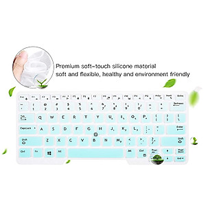 Silicone Keyboard Cover Skin for Dell Latitude 5480 5490 5491, Dell 3340 E3340 7490 E7450 E7470 E7480 E5450 E5470 E7480 Keyboard Protective Skin, Gradual Mint Green (US Layout, with Pointing)