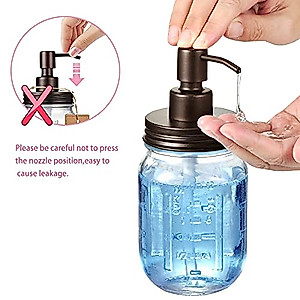 Amolliar 4PCS & 2pcs Bronze Mason Jar Bathroom Accessories Set-3pcs Lotion Soap Dispenser & 2pcs Cotton Swab Holder &1pcs Toothbrush Holder,Waterproof Stickers,Rustic Farmhouse Decor