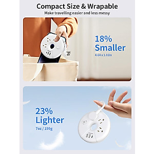 NTONPOWER Travel Power Strip with 3 USB Ports(1 USB C), 3 Outlets,i-Donut Power Strip Flat Plug Extension Cord 1ft Portable Power Strip for Cruise Ship Hotel, Airport,White